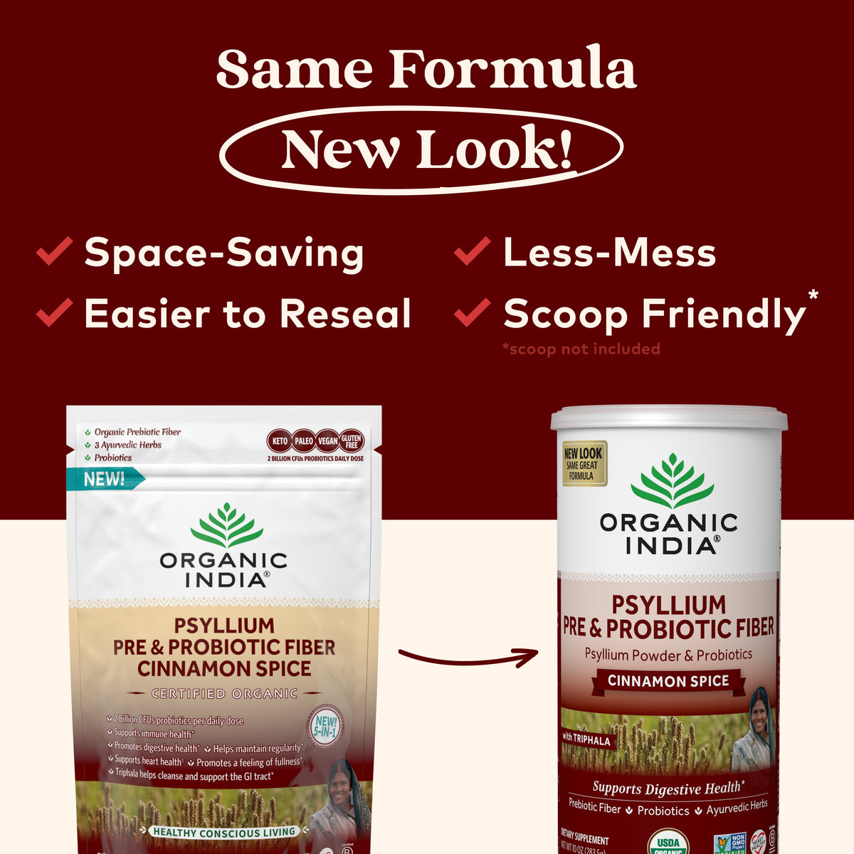 Cinnamon Spice Psyllium Pre & Probiotic Fiber Supplement | Organic ...